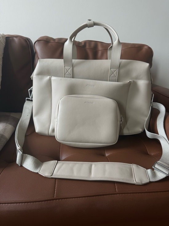 Monos | Bags | Monos Metro Duffel Ivory Vegan Leather Metro Kit | Poshmark